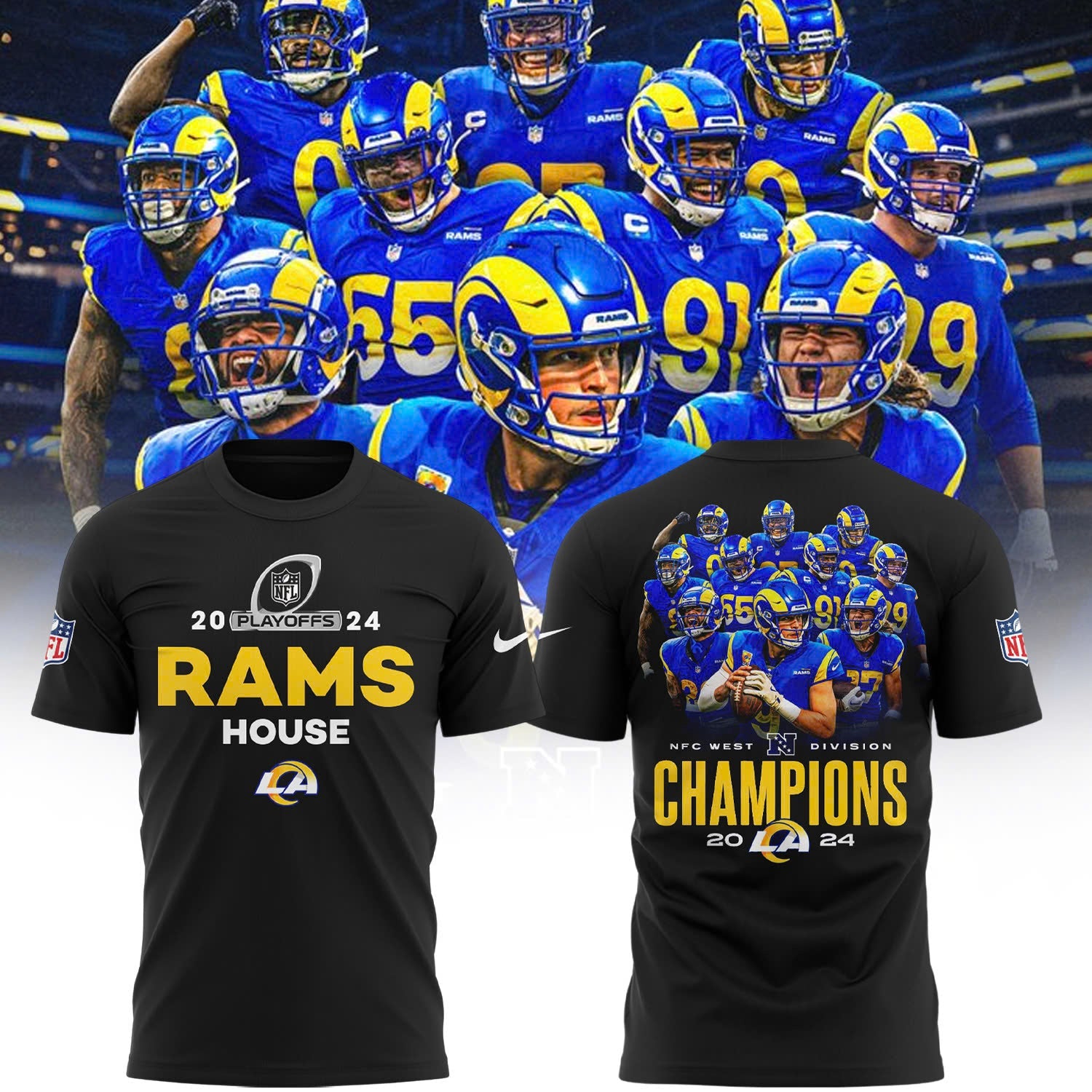 Los Angeles Rams 2024 NFC West Division Champions Locker Room Trophy T ...